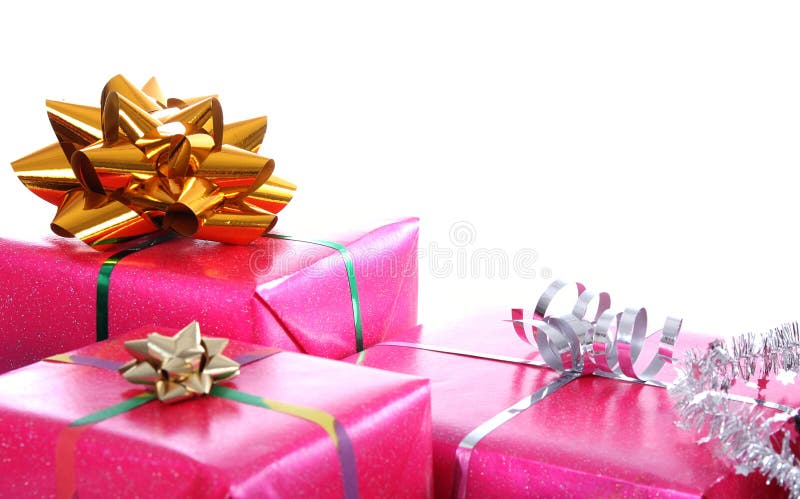 Pink gift boxes stock image. Image of ribbon, green, silver - 7106565