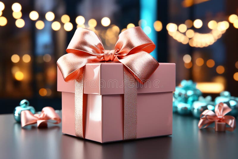 Pink Gift Boxes with Pink Bows on the Background of Bokeh Effect ...