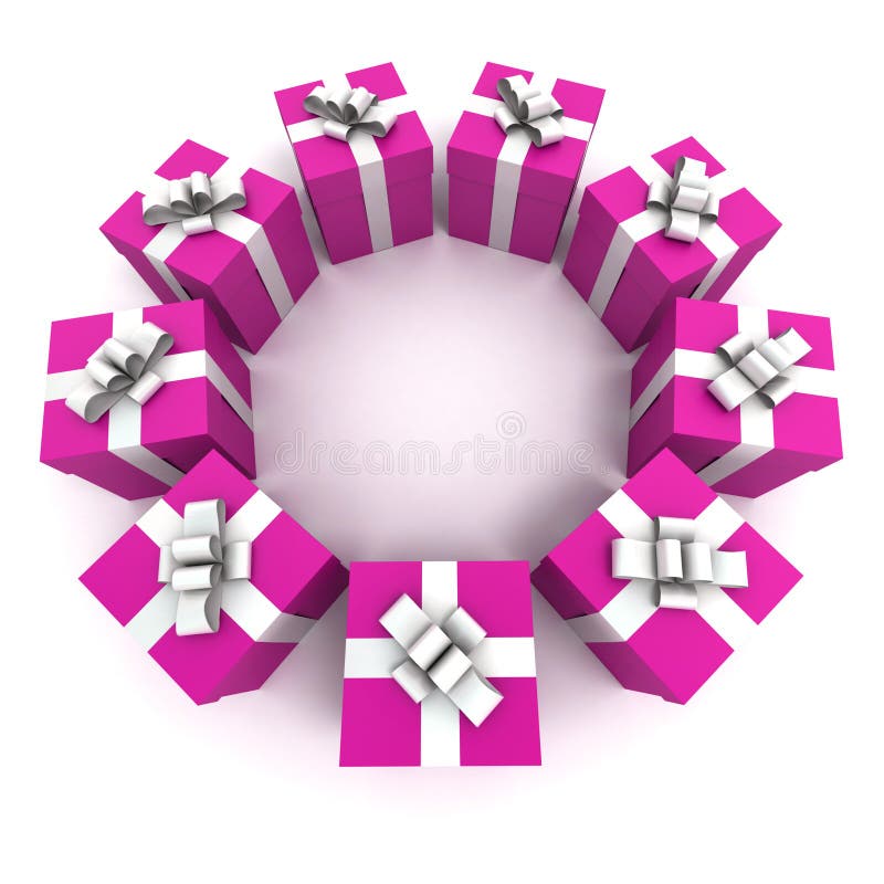 Pink gift boxes circle stock illustration. Illustration of arranged ...