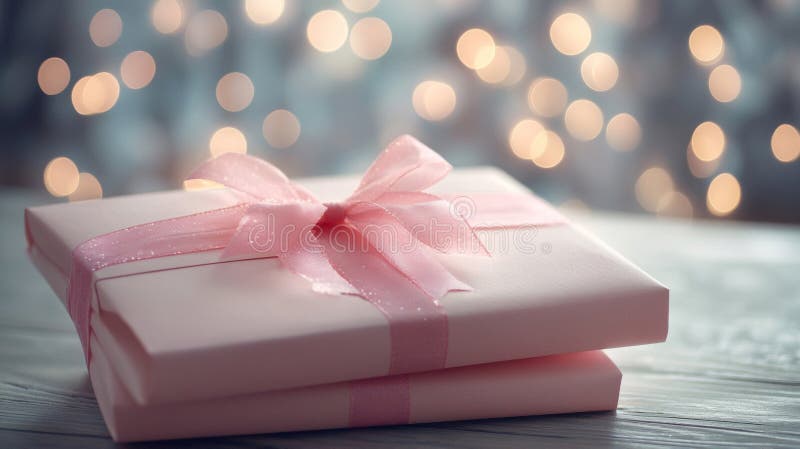 Pink Gift Boxes Tied with a Delicate Ribbon Bow Stock Illustration ...