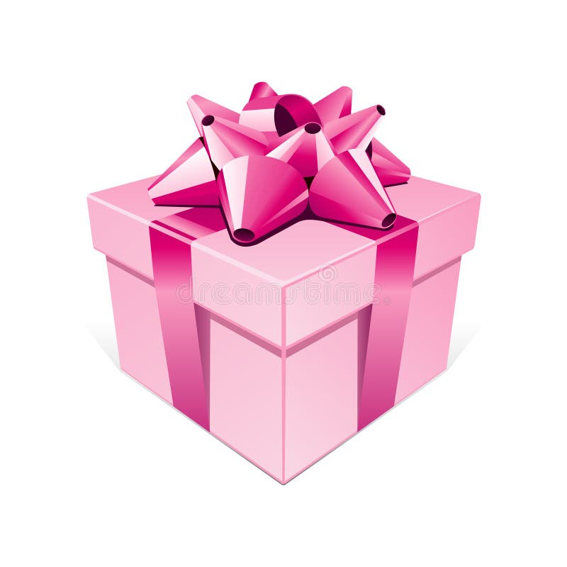 Pink gift with pink bow stock illustration. Illustration of valentine ...