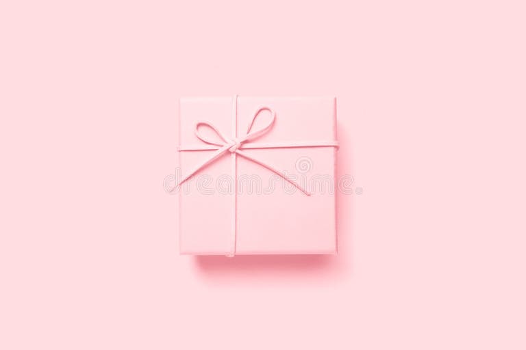 Pink Gift or Present Box Table Top View Stock Photo - Image of ...