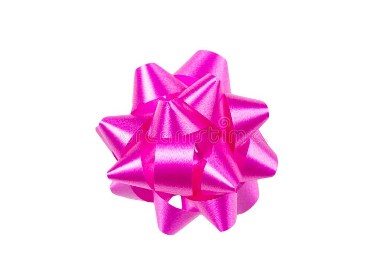 Isolated Pink Gift Wrap Bow Top View on a White Background Stock Photo ...