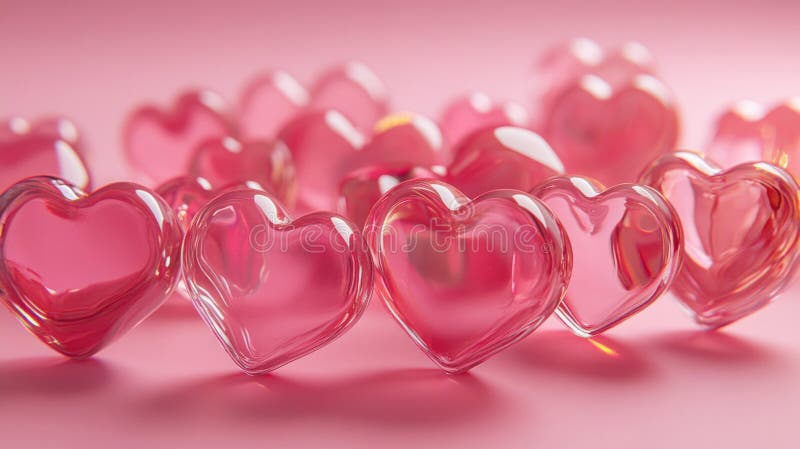 Pink Glass Hearts Arranged on Pink Background Stock Illustration ...