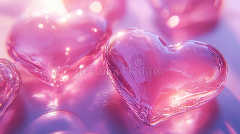 Pink Glass Hearts Illuminated Background Stock Illustration ...
