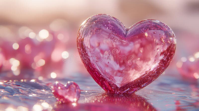 Pink Glass Hearts Romantic Background Image Stock Illustration ...