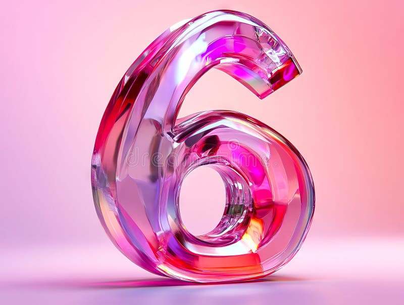 A Pink Glass Number Six on a Pink Background Stock Illustration ...