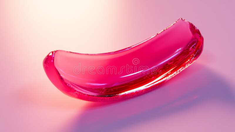 Pink Glass Object with Curved Shape on Pink Background Stock ...