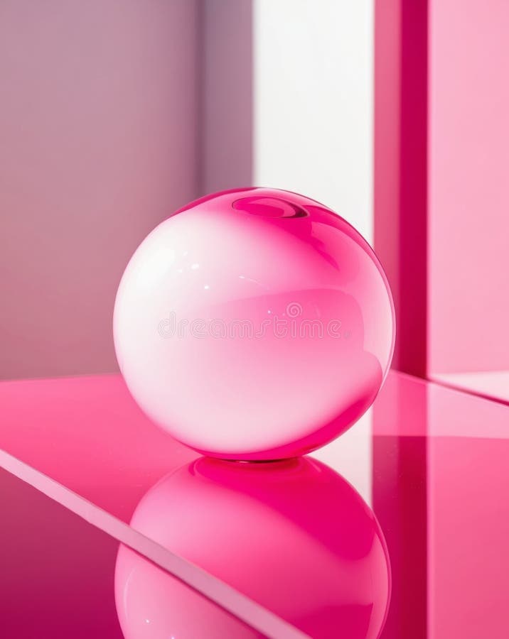 Pink Glass Sphere on a Reflective Pink Surface. Stock Photo - Image of ...