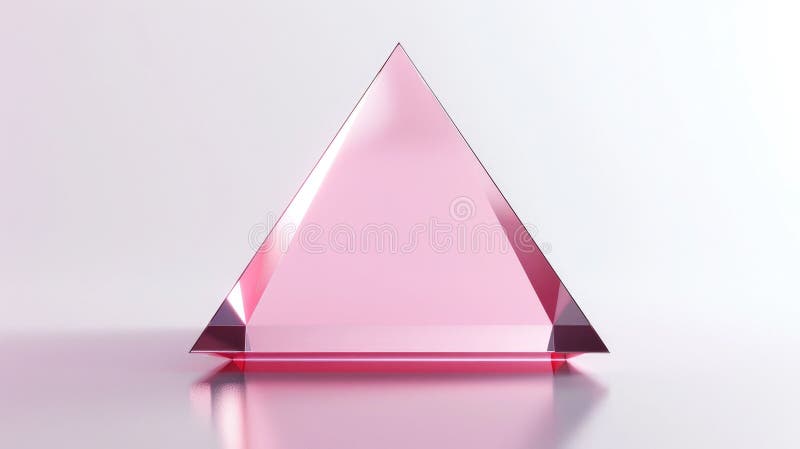 Pink Glass Triangle in the Style of an Icon, White Background, Shiny ...
