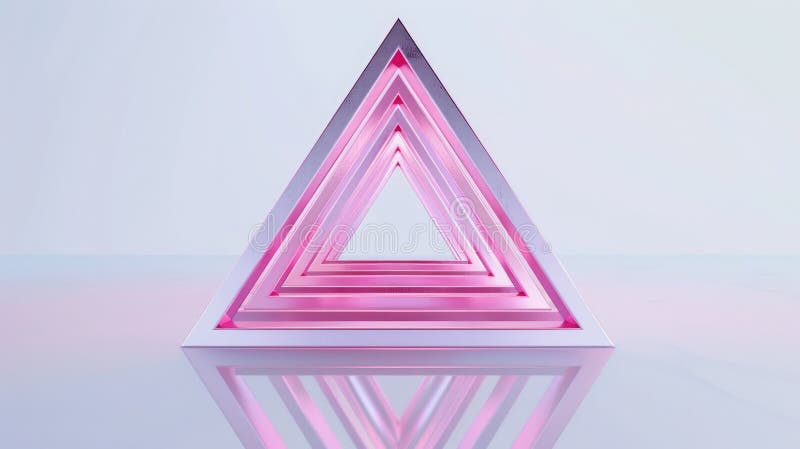 Pink Glass Triangle in the Style of an Icon, White Background, Shiny ...