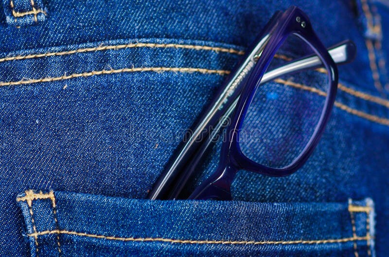 Pink Glasses Inside of Jeans Back Pocket Stock Photo - Image of detail ...