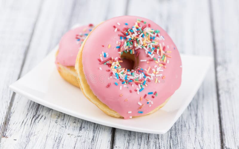 Pink Glazed Donuts Close-up Shot Stock Photo - Image of doughnut, food ...