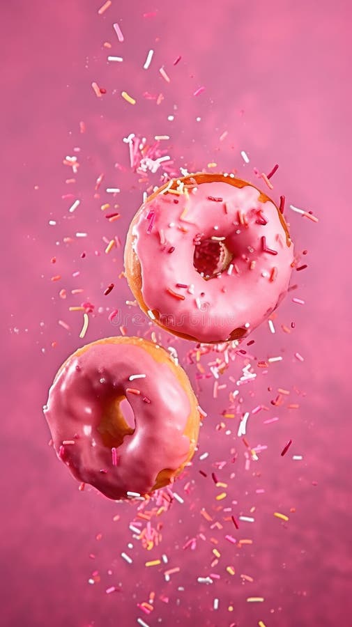 Pink Glazed Donuts in Motion. High Resolution Stock Illustration ...