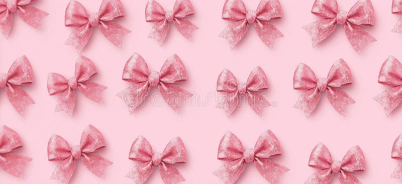 Pink Glitter Bows Arranged in a Repeating Pattern on Soft Pink ...
