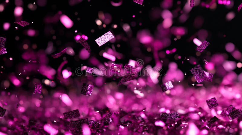 Pink Glitter Confetti Falling Dark Background Stock Illustration ...