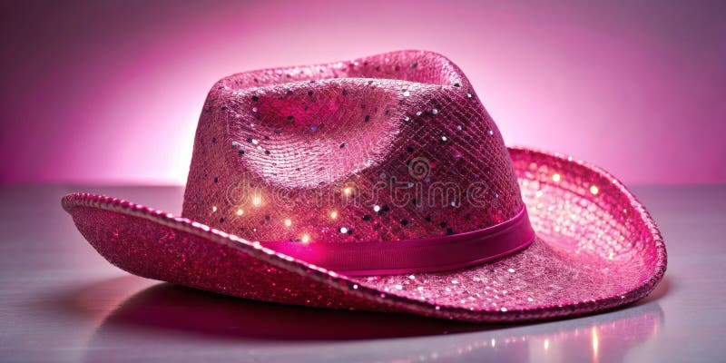 Pink Glitter Cowboy Hat on a Pink Background, Glitter, Cowboy, Hat ...