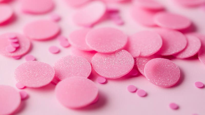 Pink Glitter Discs Scattered on Pink Surface Stock Illustration ...