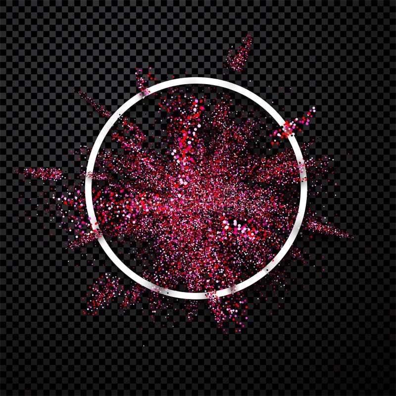 Pink Glitter Explosion in White Round Frame. Stock Vector ...