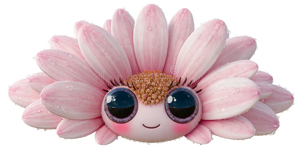 Pink Glitter Flower Creature Unique Handmade Design Stock Illustration ...