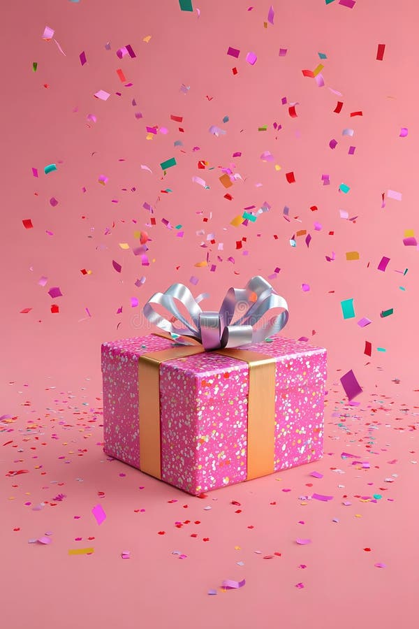 Pink Glitter Gift Box Exploding with Confetti: a Celebration of Joy ...
