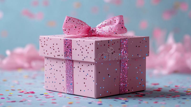 Pink Glitter Gift Box with Ribbon Stock Image - Image of holiday, gift ...