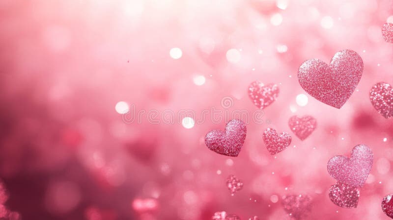 Pink Glitter Hearts Floating on a Soft Background Stock Illustration ...