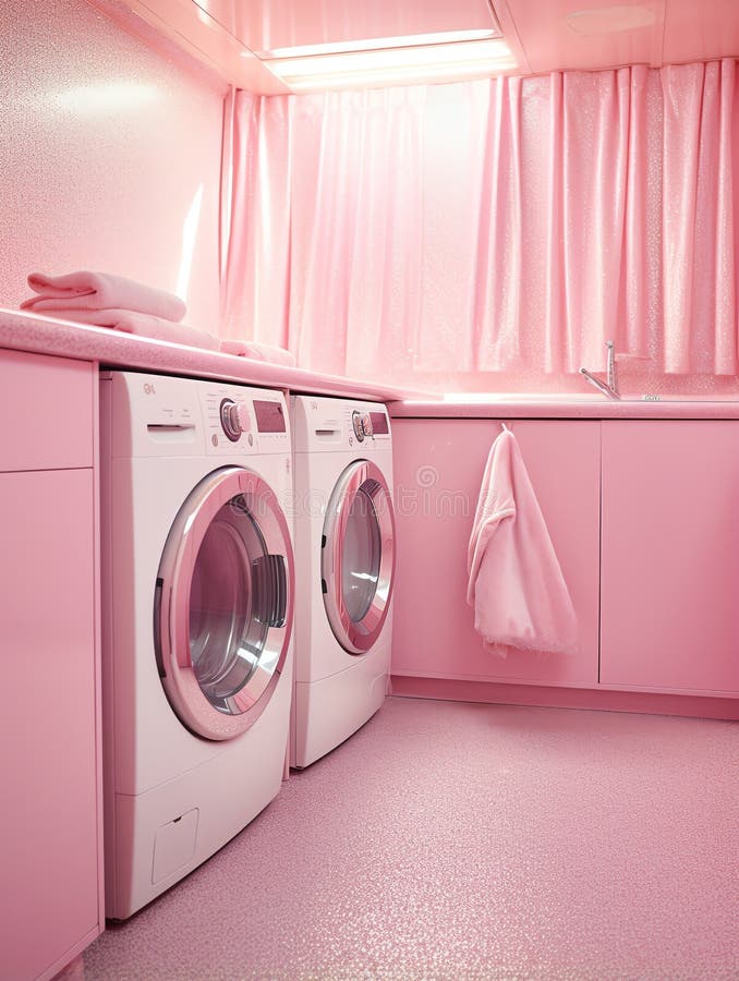 Pink Glitter Laundry Room Beautiful Design Stock Illustration ...