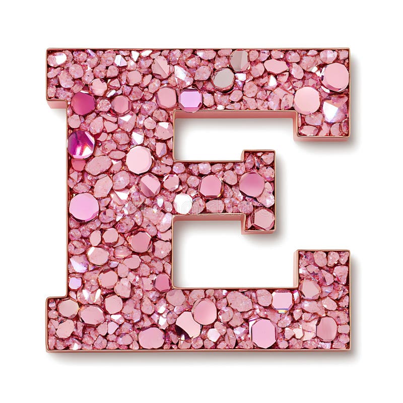 Pink Glitter Letter E on White Background Stock Illustration ...