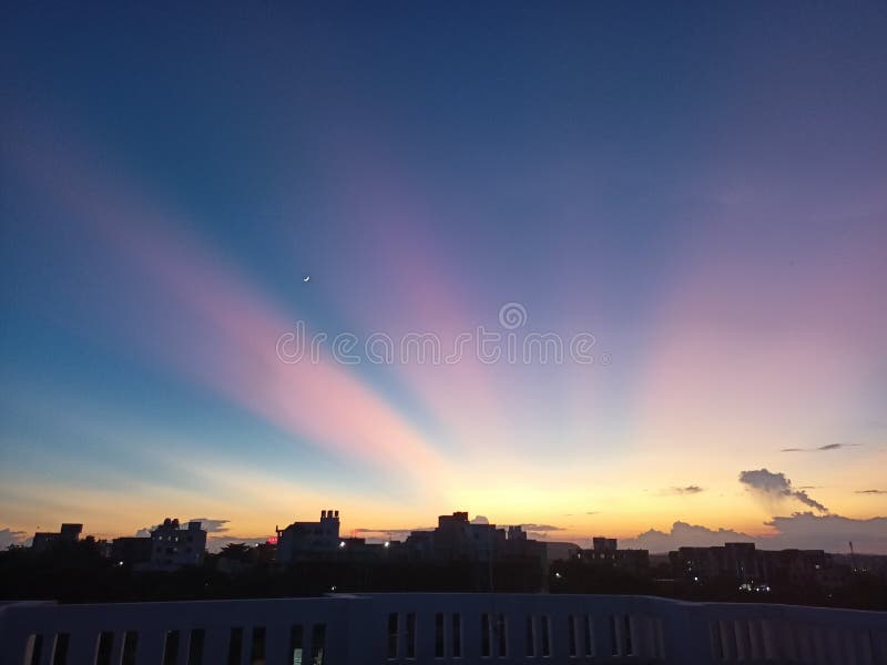 The Pink Glitter Sky with a Smiley Moon ðŸŒ Stock Image - Image of ...
