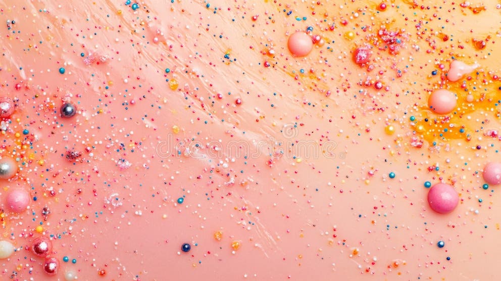 Pink Glitter Texture with Pastel Sprinkles and Beads Stock Illustration ...