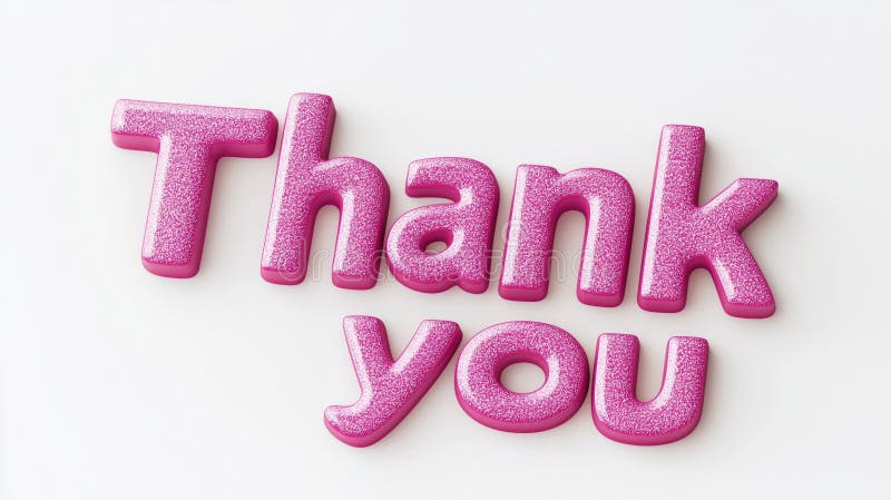 Pink Glittering Thank You Text on White Background with 3d Effect Stock ...