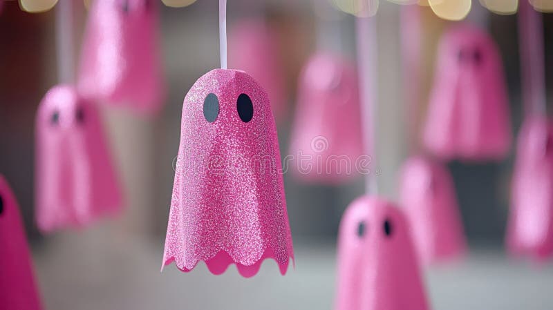 Pink Glittery Ghost Decorations for Halloween Festivities Stock Image ...