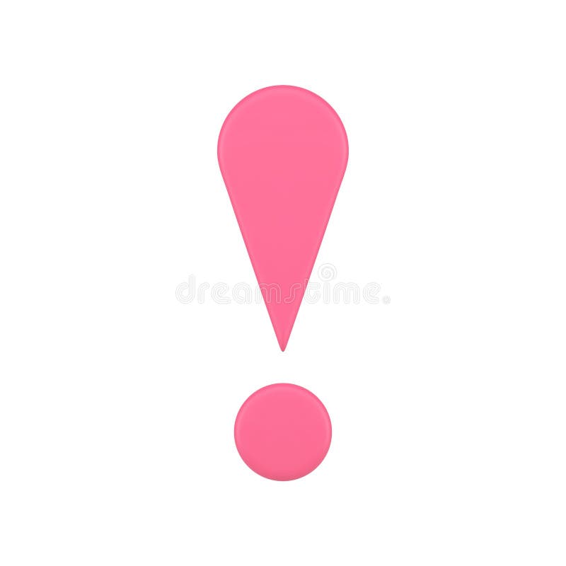 Pink Glossy Exclamation Point Front View Attention Error Warning ...