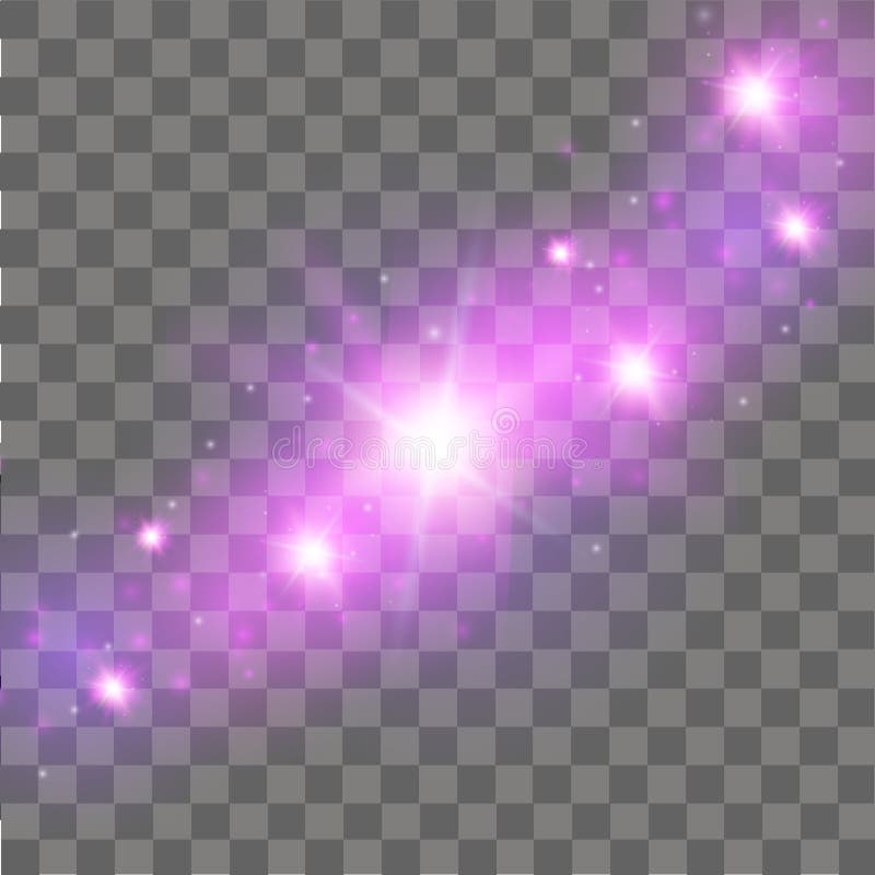 Pink Star Light Effect on Transparent Background. Glow Light Effect ...