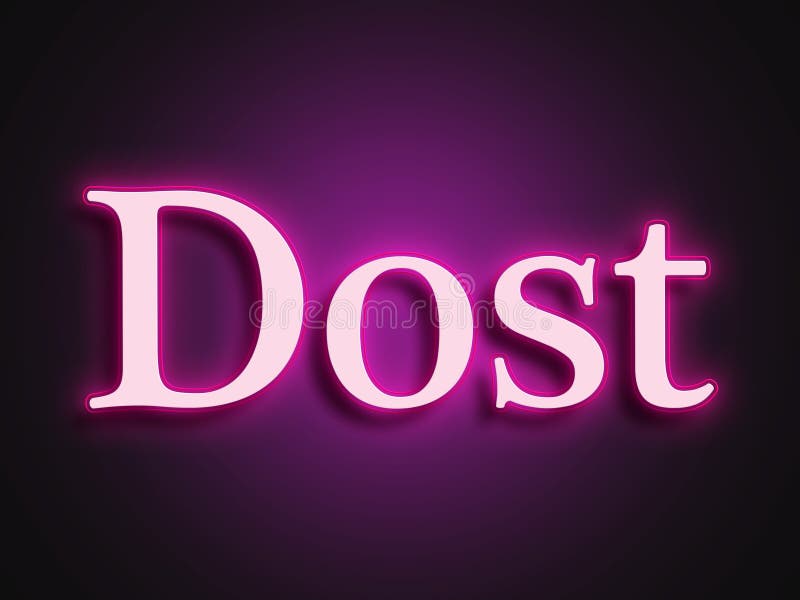 Pink Glowing Neon Light Text Effect of Hindi Word Dost. Stock ...