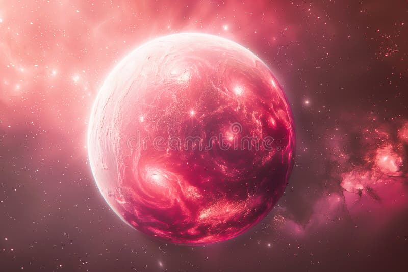 Pink Glowing Planet and Nebulae in Space. Stock Photo - Image of ...