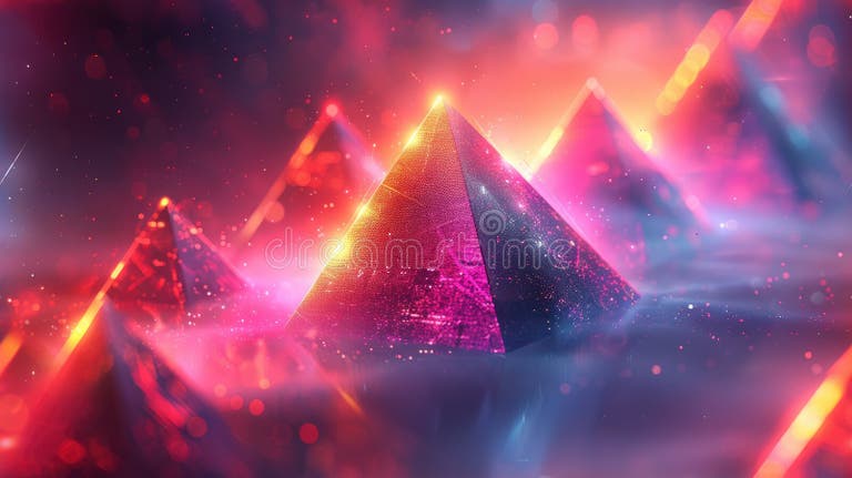 Pink Glowing Pyramids in the Middle of a Red and Blue Nebula AIG51A ...