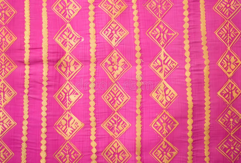 Pink and Gold Indian Block Print Fabric Texture Stock Illustration ...