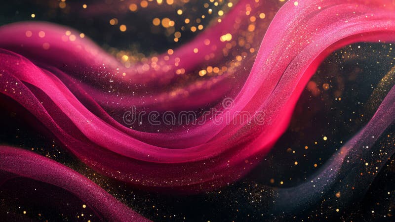 Pink and Gold Glitter Waves Abstract Background Stock Illustration ...