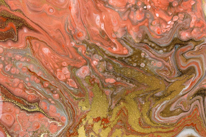 Pink and Gold Marbling Pattern. Golden Marble Liquid Texture. Stock ...