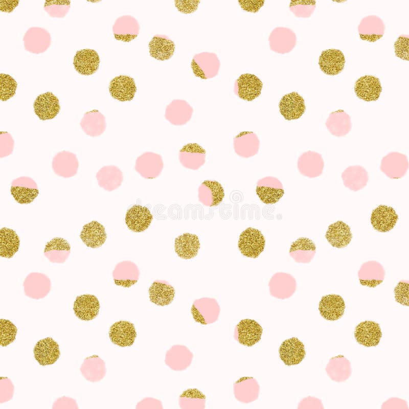 Pink and Gold Polka Dot Pattern Design Stock Illustration ...