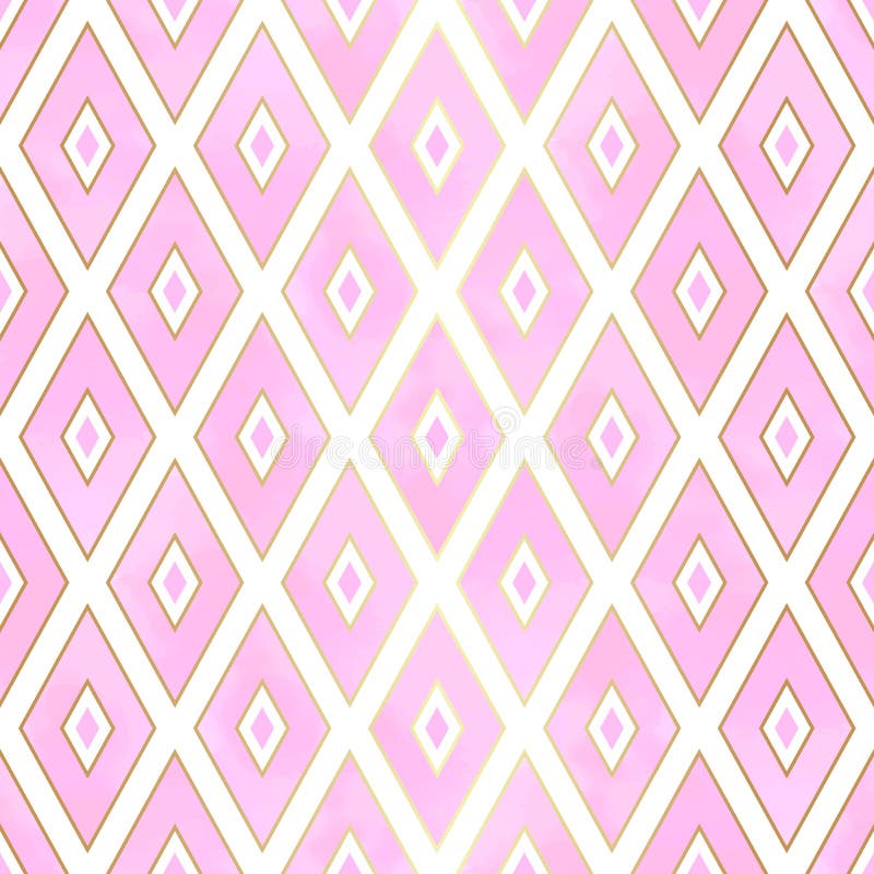 Pink Gold Seamless Pattern Vector with Geometric Rhombus Shapes Stock ...
