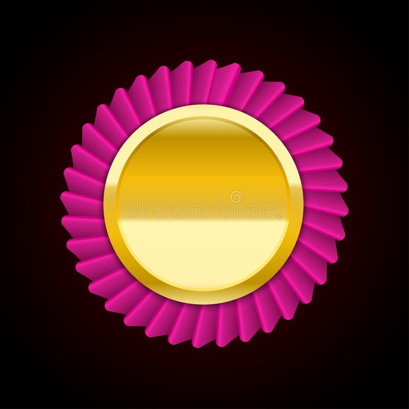 The Pink Golden Badge Medal Vector Illustration Stock Vector ...