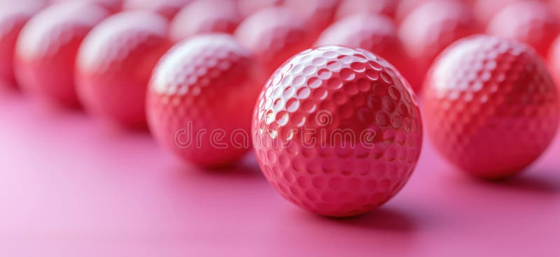 Pink Golf Balls Arranged in a Row on a Vibrant Pink Background Stock ...