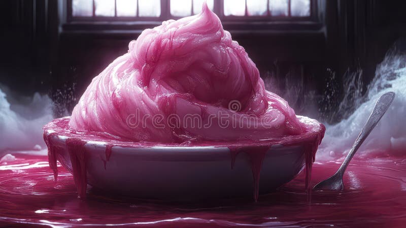 Pink Gooey Substance in Bowl Stock Illustration - Illustration of sweet ...