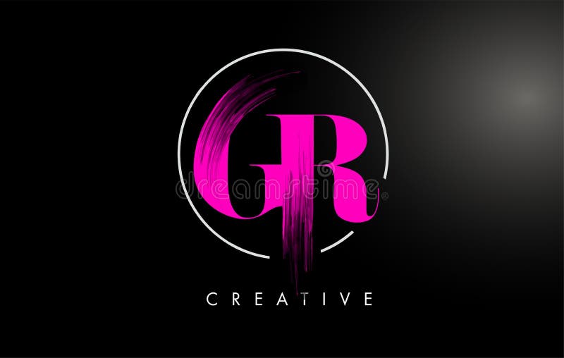 Pink GR Brush Stroke Letter Logo Design. Pink Paint Logo Leters Icon ...