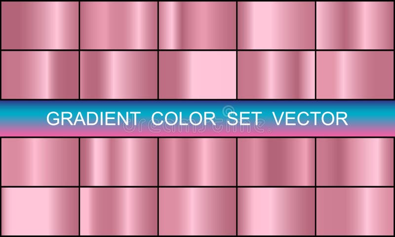 Pink Gradient Color Set, Rose Gold Gradient Color Pallet, Metallic ...