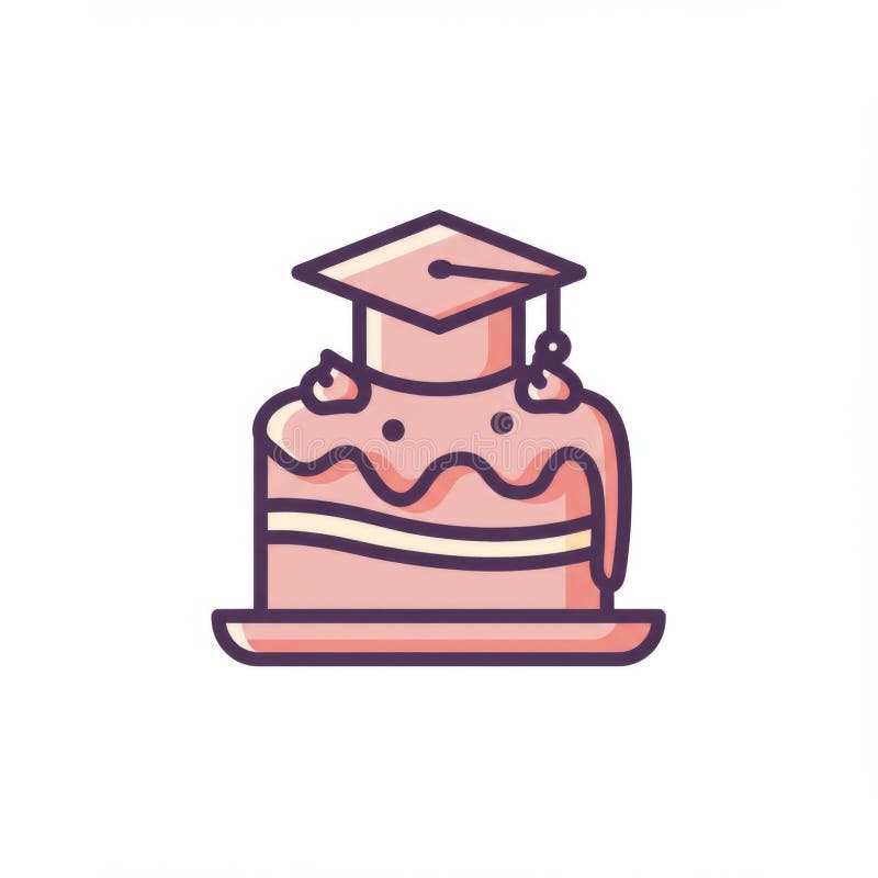 Pink Graduation Cake with Cap Illustration Stock Illustration ...