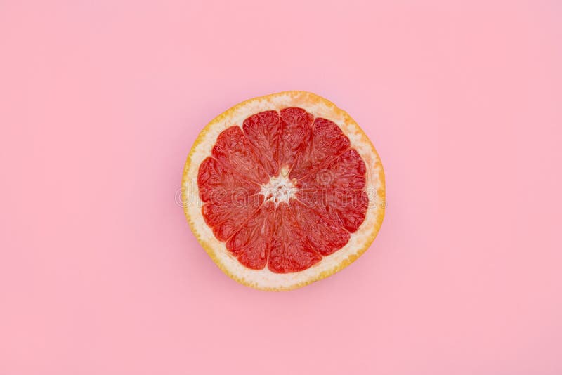Pink Grapefruit Half on Bright Pink Background Stock Image - Image of ...
